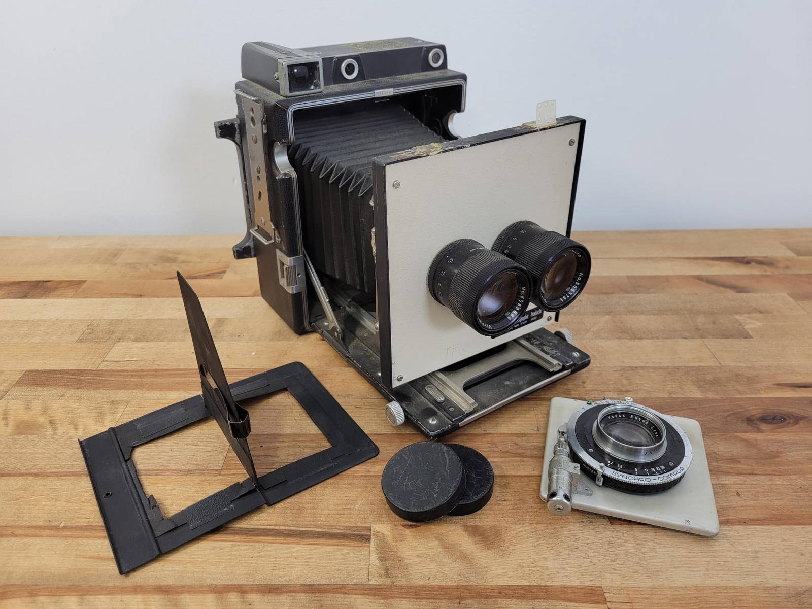 Graflex Crown Graphic Camera W/ Stereoscopic Lens Auction