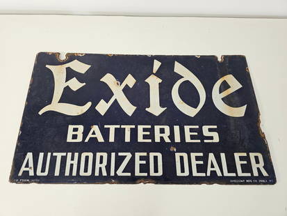 Embossed Exide Batteries Sign (dated: 1949) Auction