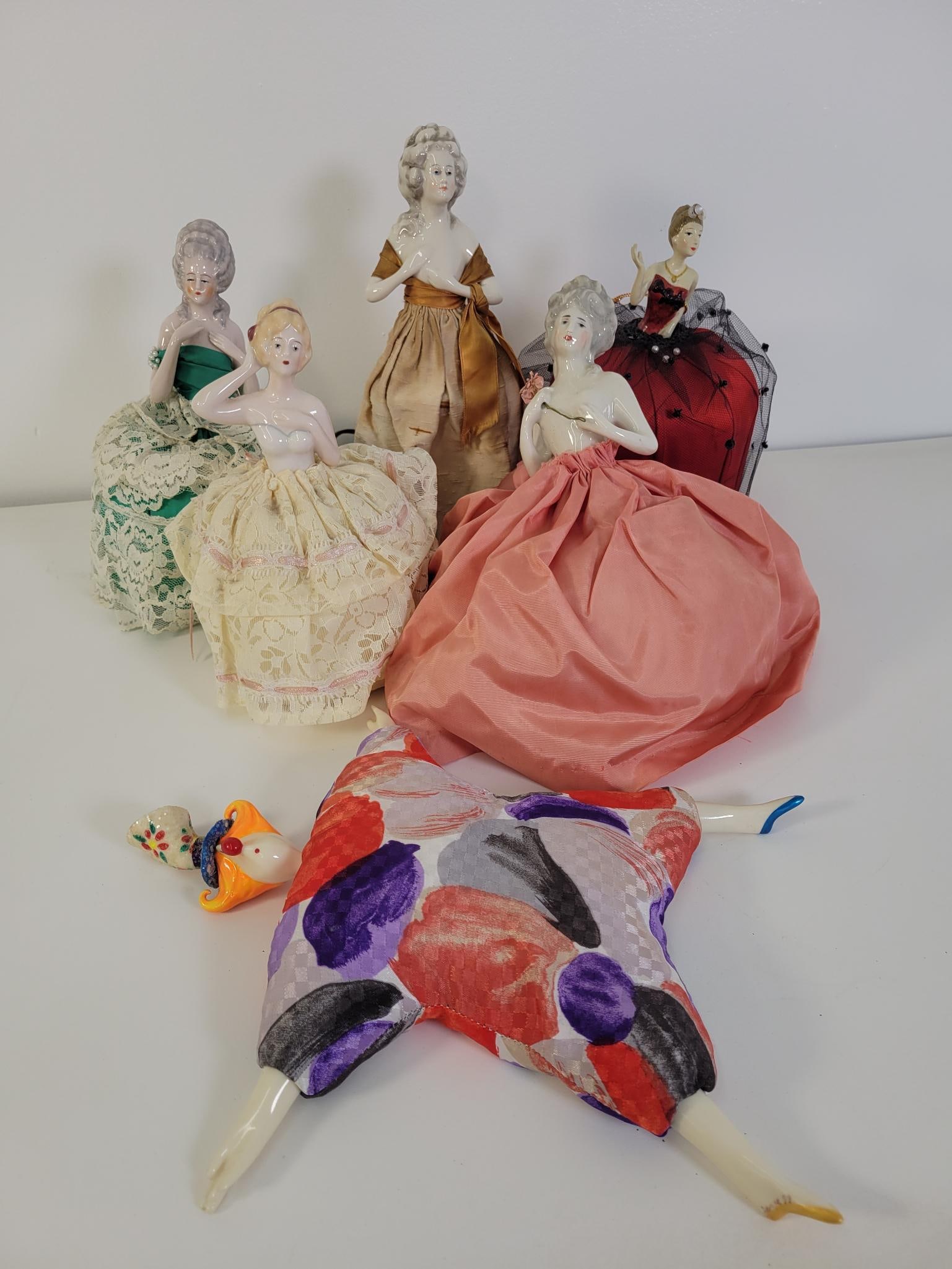 Lot Of Vintage Porcelain Half Doll Pin Cushions Auction