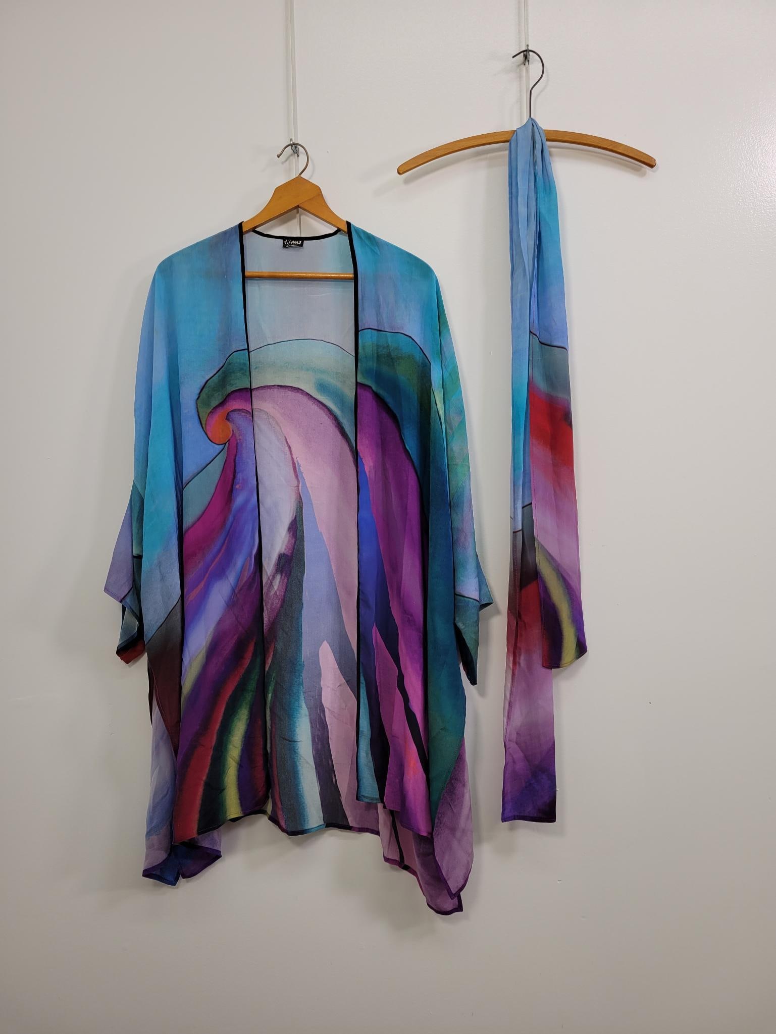 Artist Inspired Hand Painted Dilemma Silk Kimono Auction