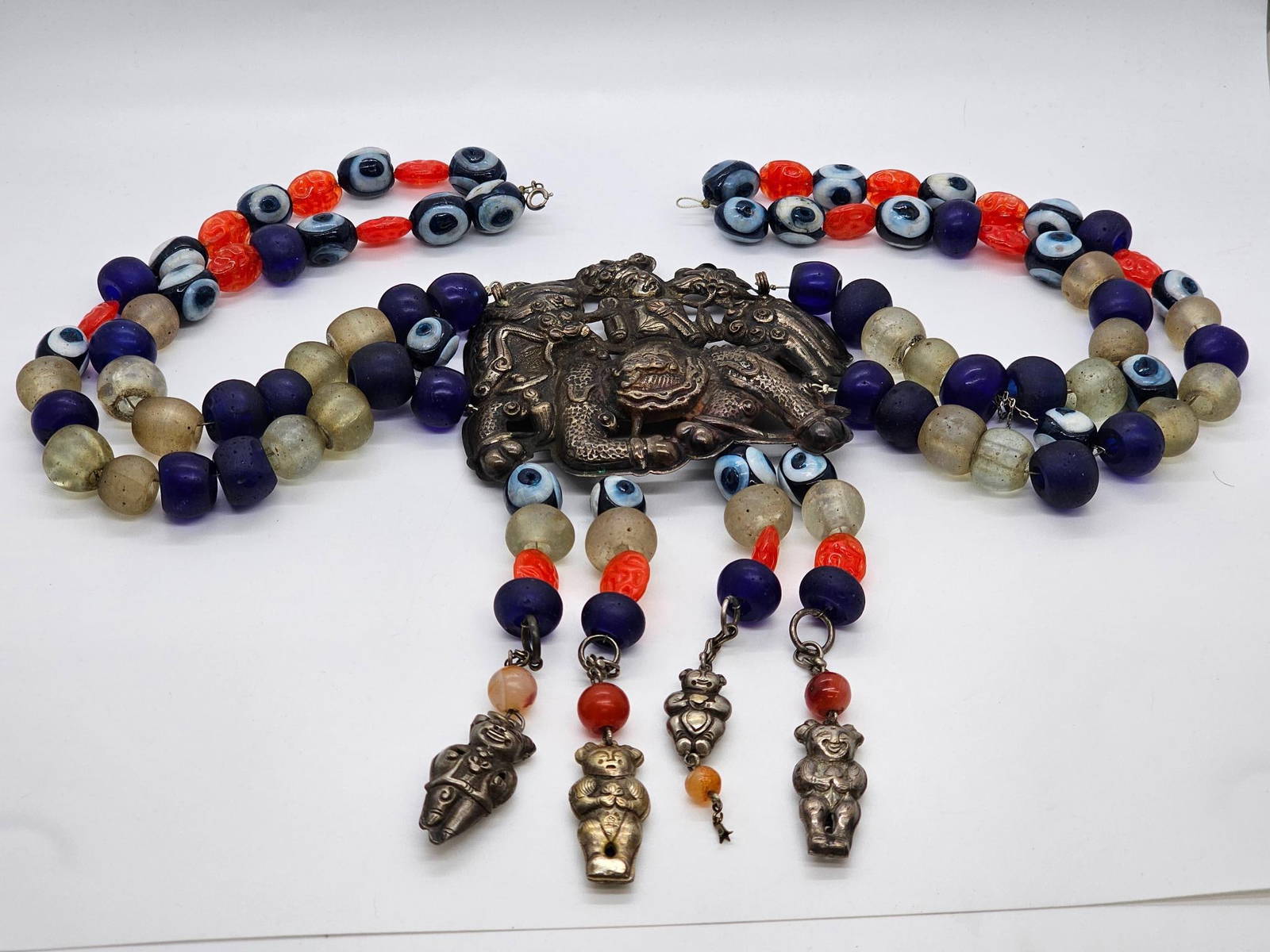 Antique Chinese Silver Qilin Dragon Necklace Auction