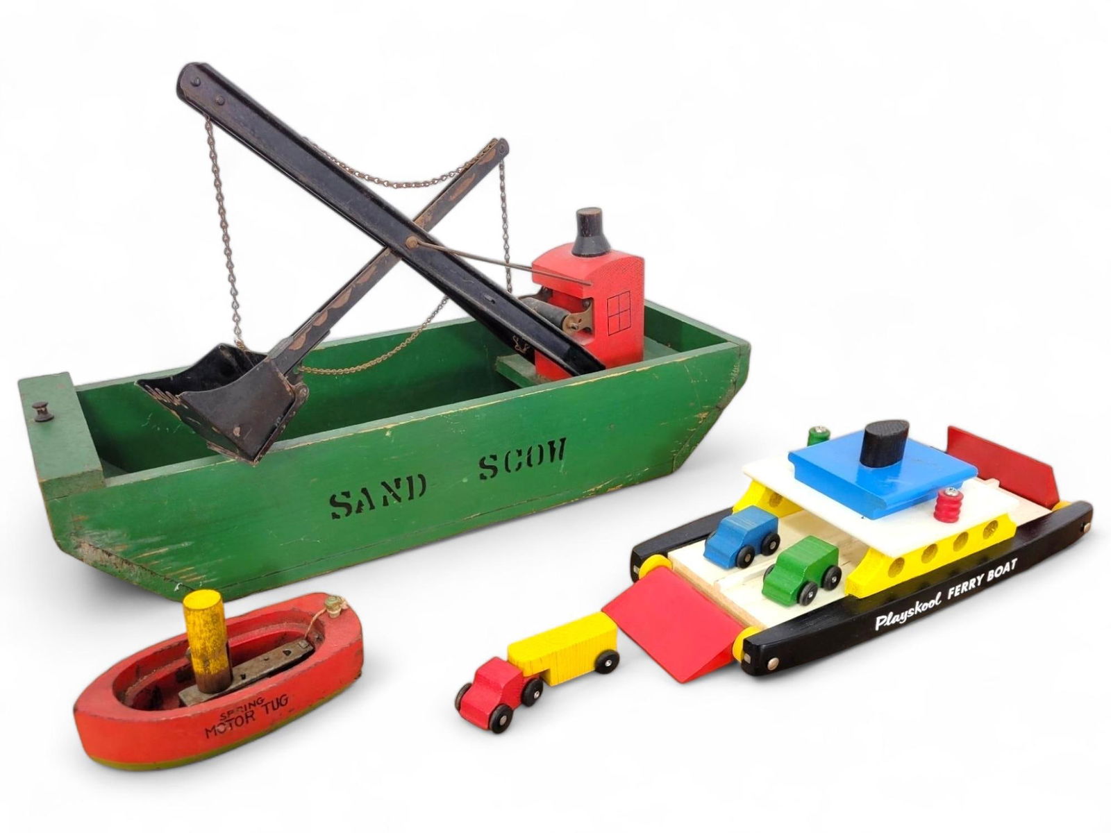 Group Of Wooden Toy Boats Auction