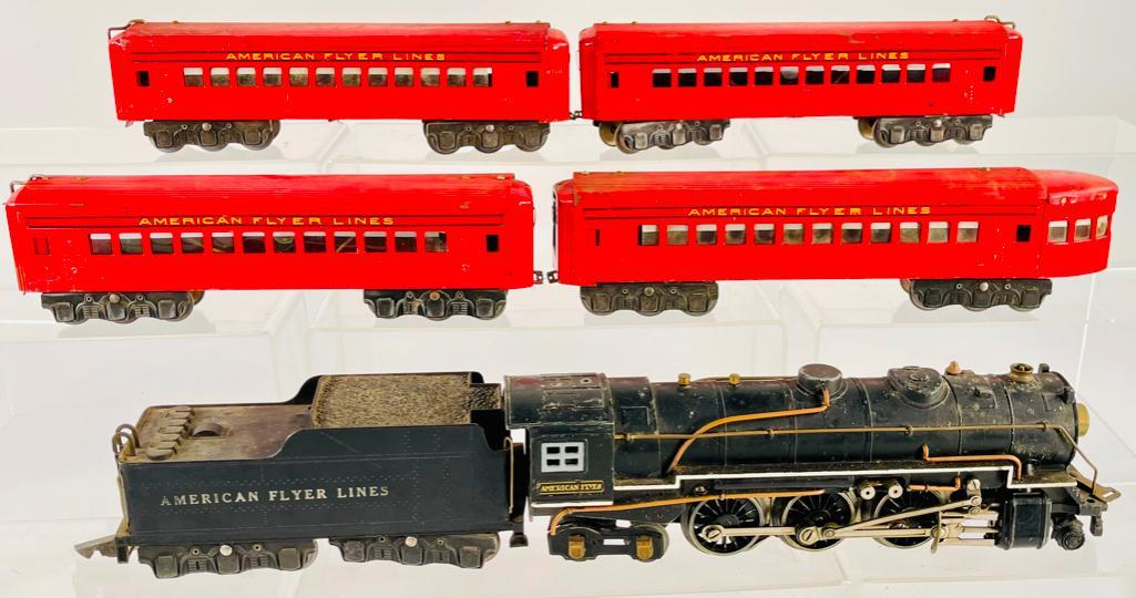 American Flyer Prewar O Gauge Four (4) Red Six Wheel Passenger Cars And ...