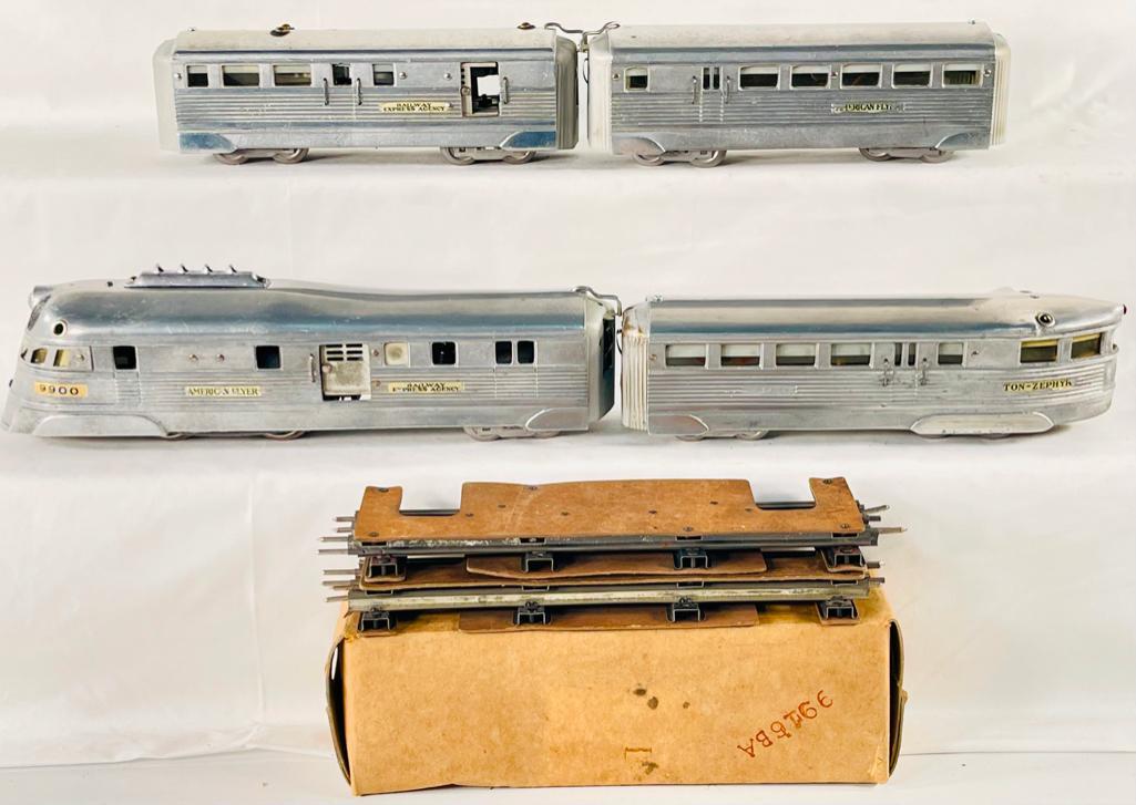 American Flyer Prewar O Gauge 9900 Zephyr With Three (3) Coach Cars And Several Sections Of Track