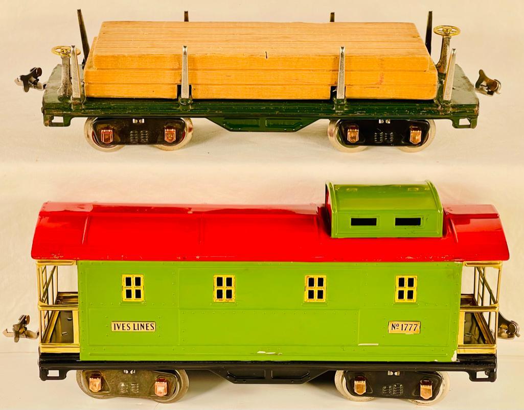 Ives Lionel Prewar Standard Gauge 1777 Caboose And 1771 Lumber Car