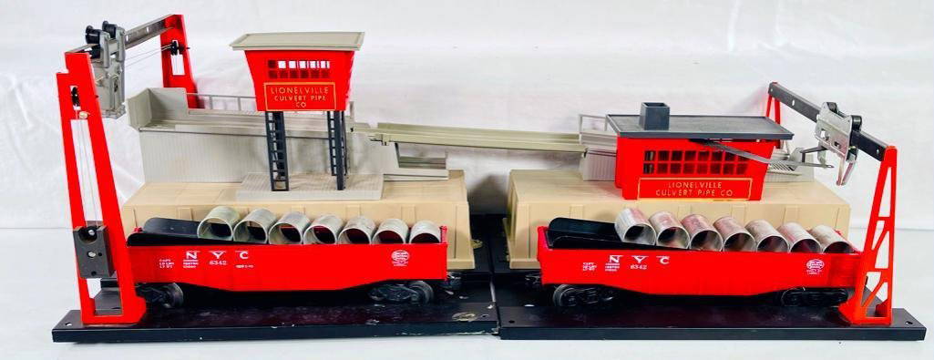 Lionel Postwar 342 Culvert Pipe Loader With Car And 345 Culvert Pipe ...