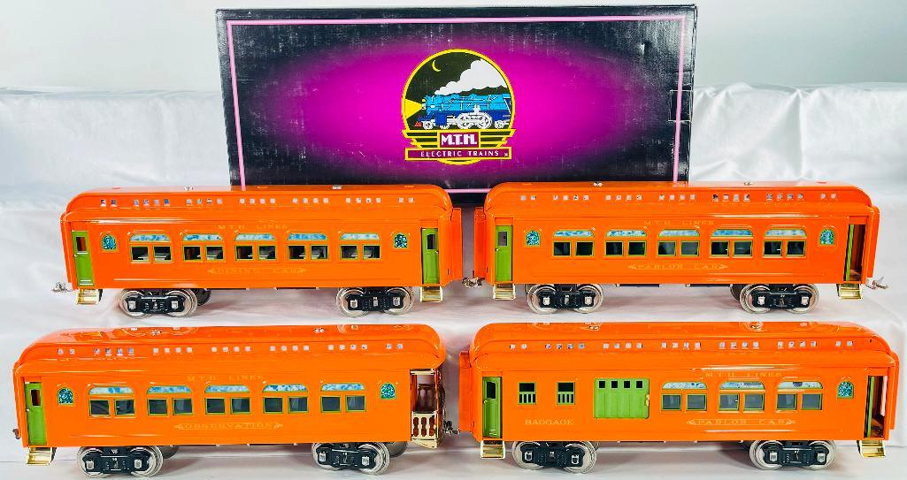 Mth Tinplate Traditions Wide Gauge 428 429 430 431 Orange Passenger Cars