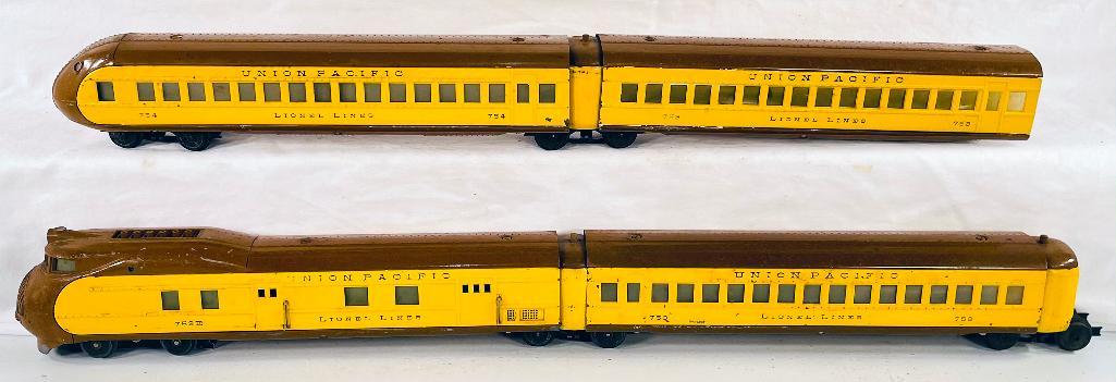 Lionel Prewar O Gauge 752e Yellow And Brown Streamliner Passenger Set