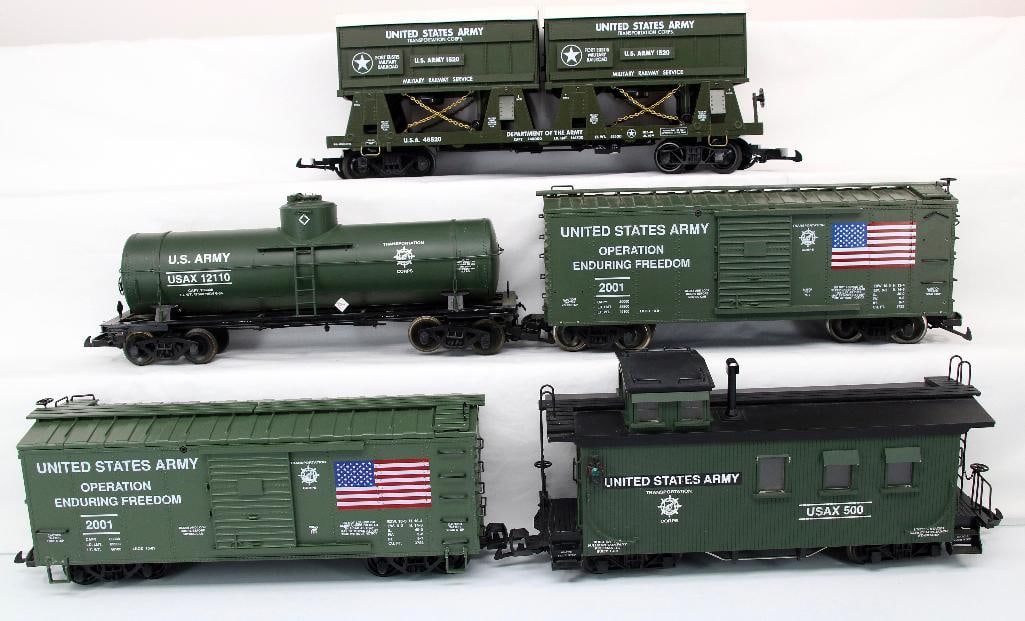 Usa Trains G Scale U.s. Army Box Car X2 - U.s. Army Caboose - U.s. Army ...