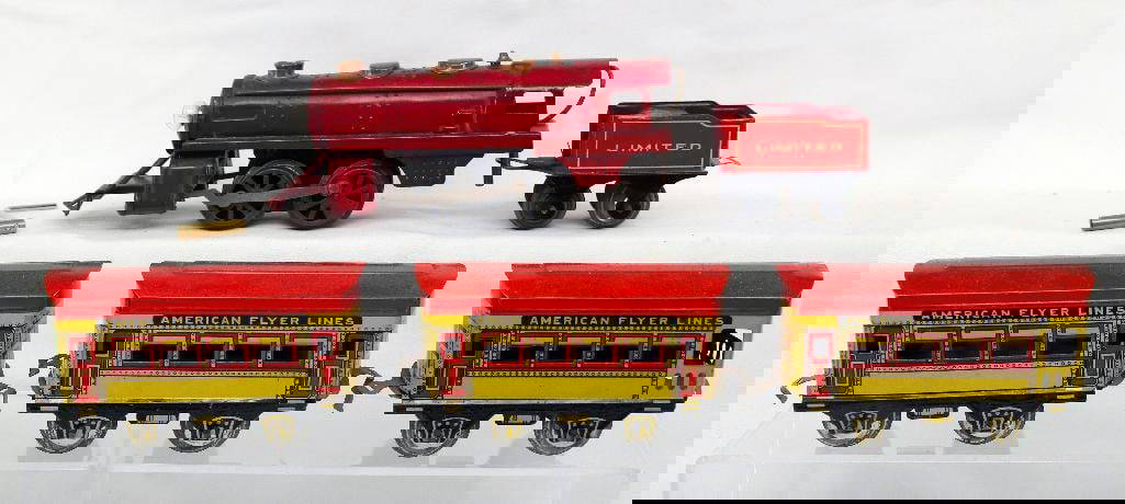 American Flyer Prewar O Gauge Red Loco And Tender With Yellow/red ...