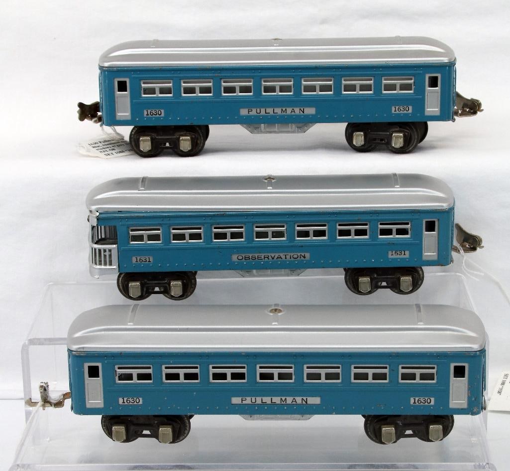 Lionel Prewar O Gauge 1630/1630/1631 Blue/silver Passenger Cars Auction