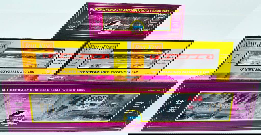 Mth Modern O Gauge Abb Schnabel Flat Car/pennsylvania Box Car With ...