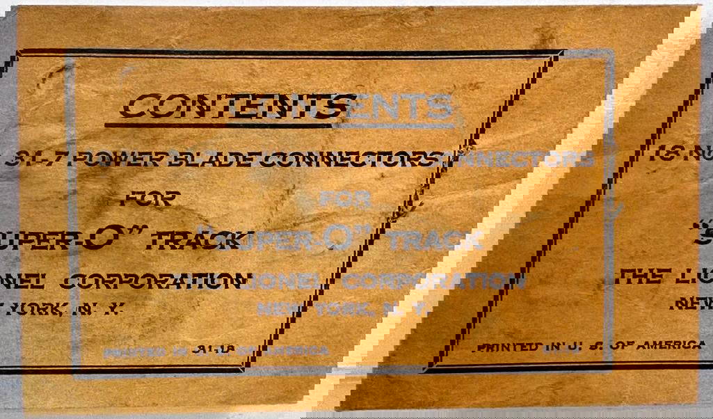 Lionel Postwar O Gauge Super O Track 18 No. 31 - 7 Power Blade Connectors Operating Packet Only ...