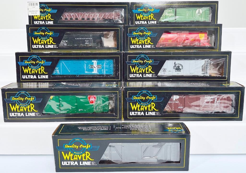 Weaver Models Modern O Gauge Nine (9) Assorted Freight Cars Boxed - Aug ...