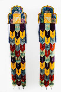 Pair Of Tibetan Temple Banners, Ca Mid 20th Century