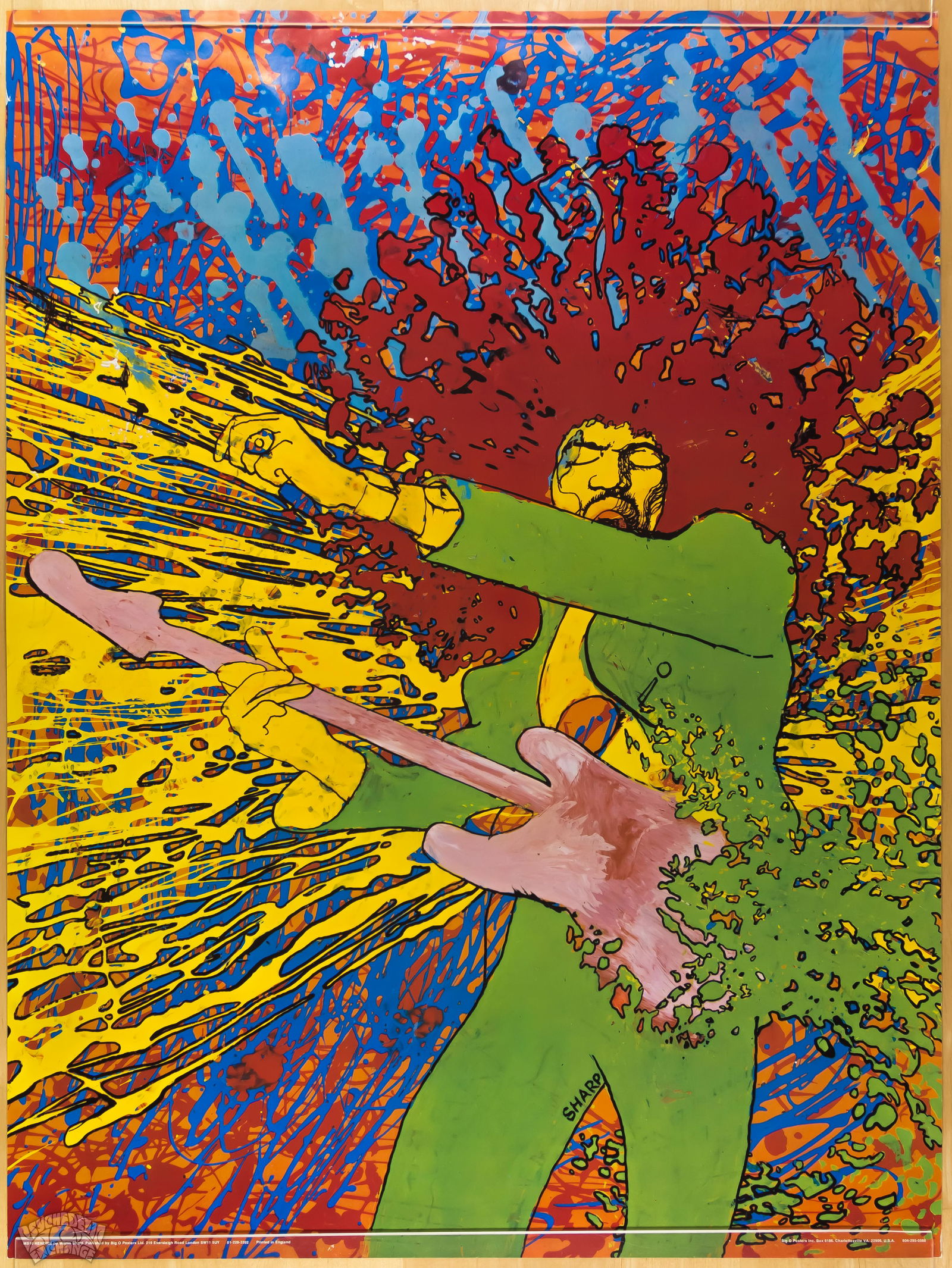1968 Jimi Hendrix Martin Sharp Big O Original Poster