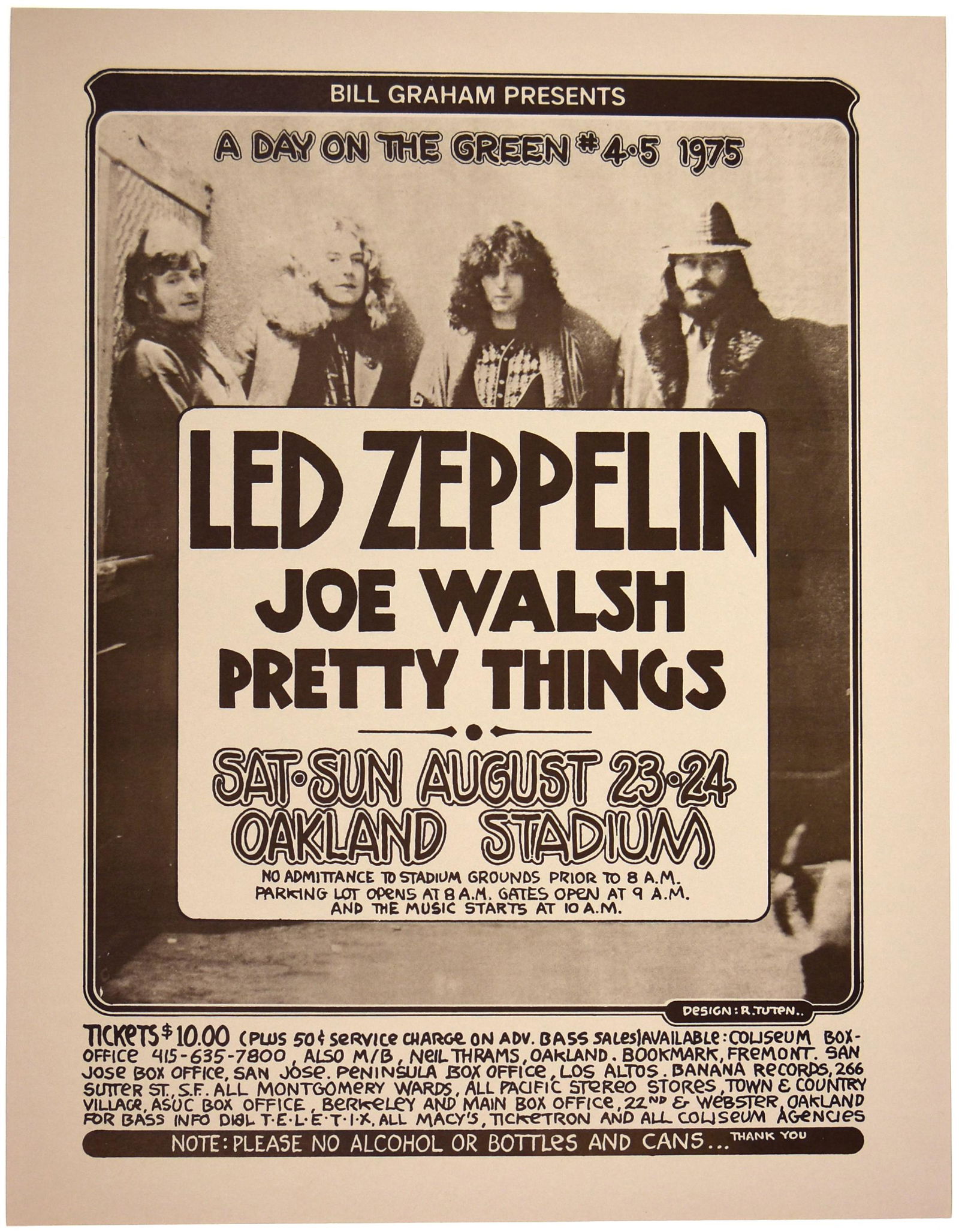 1975 Led Zeppelin Oakland Stadium Concert Poster