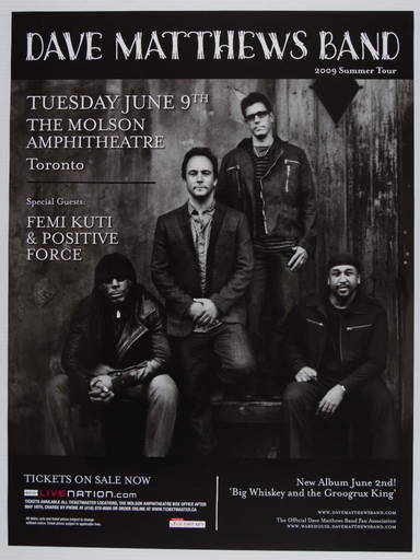 2009 Dave Matthews Band Molson Amphitheatre Poster (#0231) on Apr 02 ...