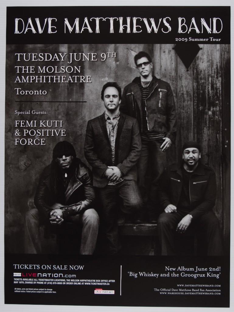 2009 Dave Matthews Band Molson Amphitheatre Poster (#0231) on Apr 02 ...