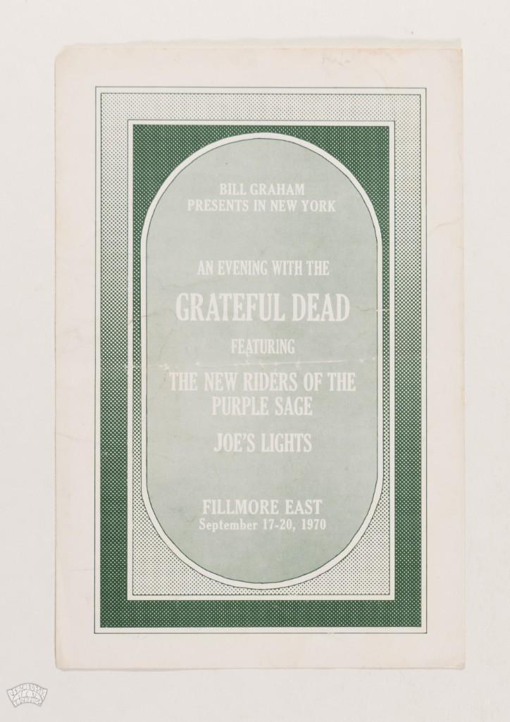1970 Grateful Dead Nrps Fillmore East Program