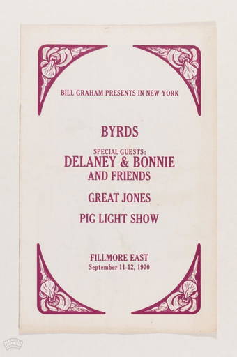 1970 The Byrds Fillmore East Program Signed
