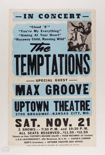 1981 The Temptations Kansas City Cardboard Globe Poster (#0023) on Sep ...