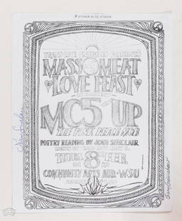 1968 Grimshaw Sinclair Mc5 Wayne State Signed 2x Poster