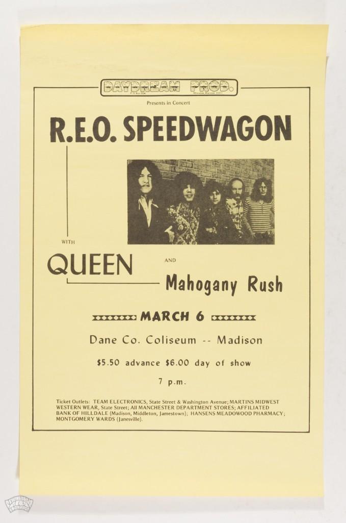 1975 Queen R.E.O. Speedwagon Dane County Poster - Oct 23, 2022 ...
