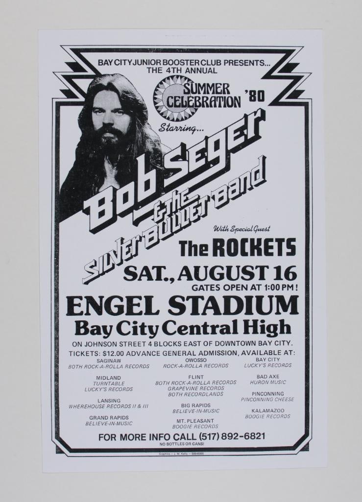 1980 Bob Seger Silver Bullet Band Engel Stadium Poster Mint 91 Auction