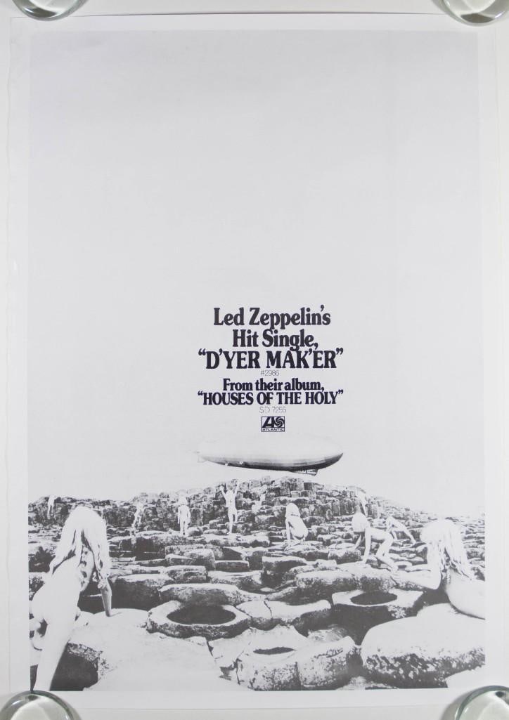 1973 Led Zeppelin D'yer Mak'er Atlantic Records Single Promo Poster ...