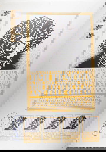 1968 Aor 3.72 Jimi Hendrix Shrine Rp3 Yellow Pass Proof Sheet Signed ...