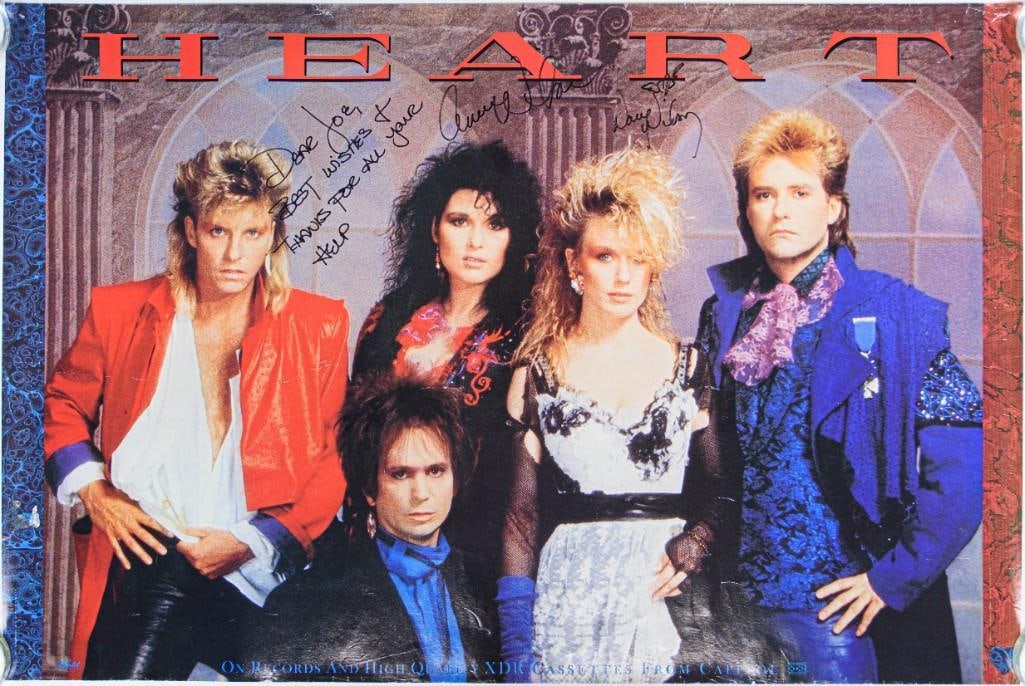 1985 Heart Album Promotional Signed Band Poster Excellent 73 Auction