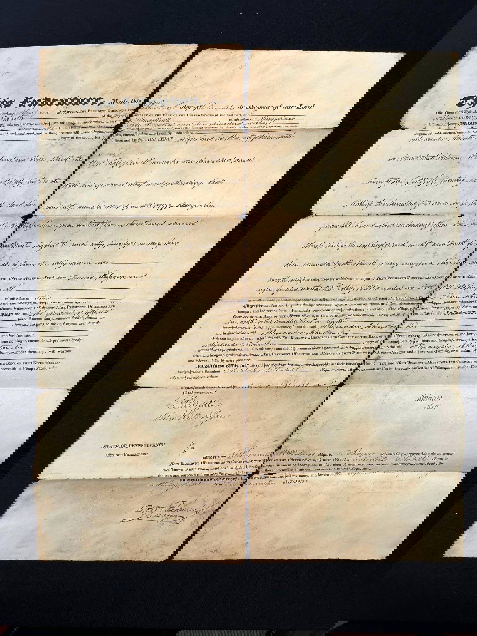 1832 Downtown Cincinnati Land Deed, Signed Mayor Benjamin Wood Richards ...