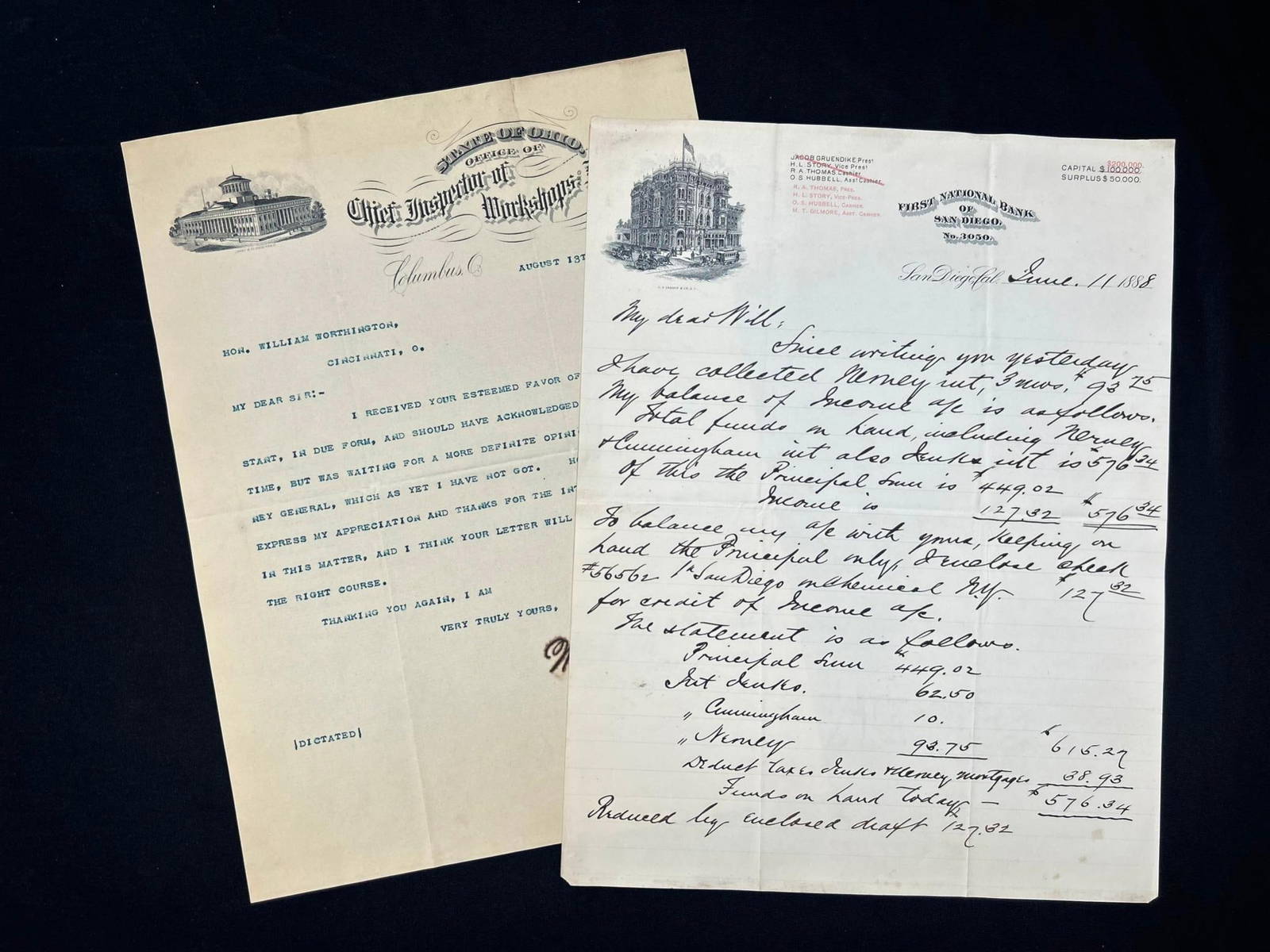 State Of Ohio Chief Inspector Of Workshops And Factories Letter 1889 ...