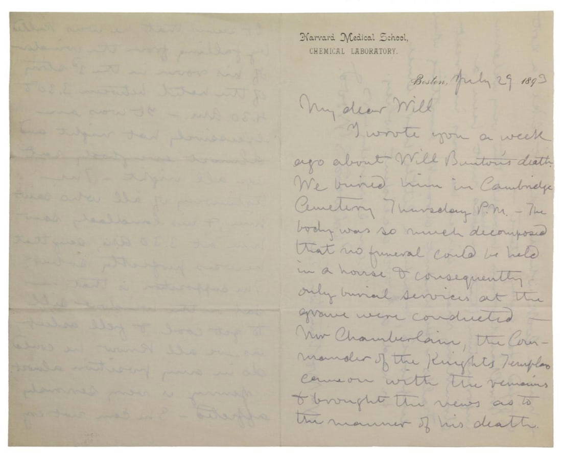 Harvard Medical School, Chemical Laboratory Letters From Edward S. Wood ...