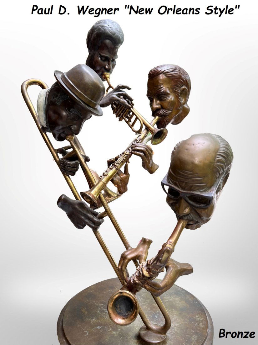 Amazing Paul Wegner "new Orleans Style" Bronze Sculpture