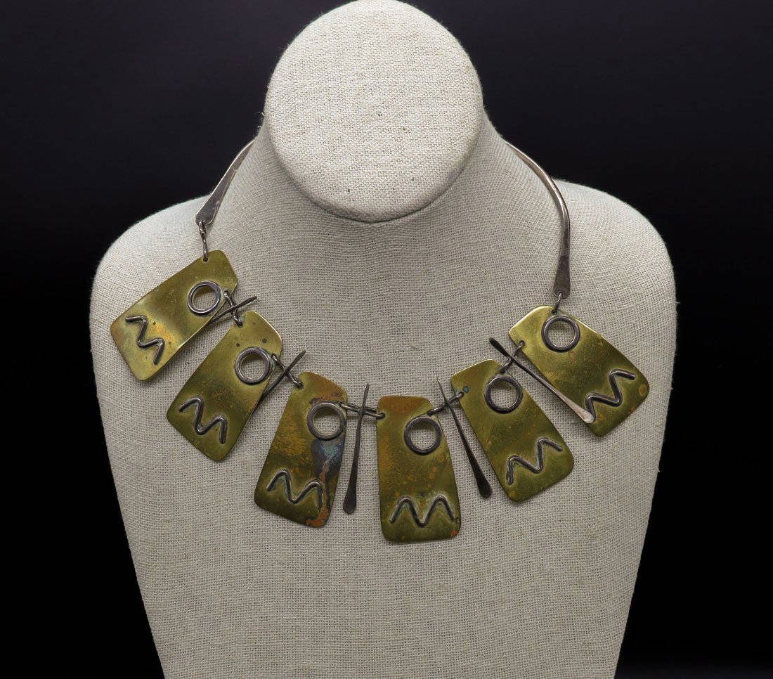Vintage Ed Weiner Modernist Silver Necklace Auction