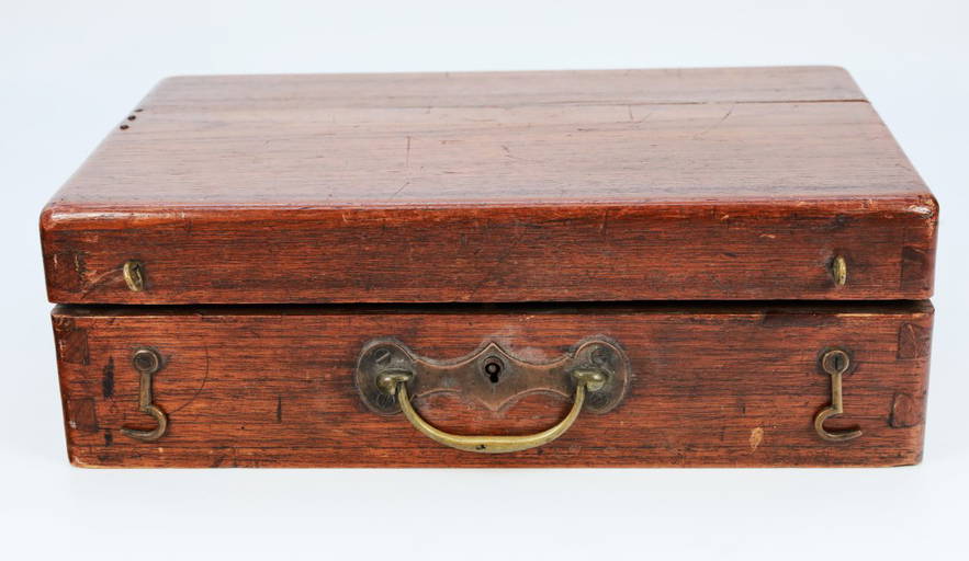 Fabulous Antique Wooden Cobblers Box With Tools