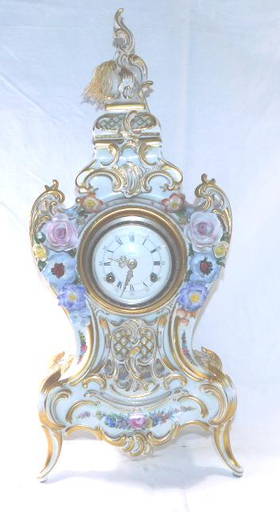 Vintage Palatial Dresden Porcelian Shelf Clock