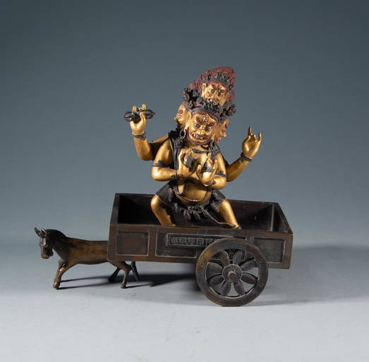 Eighteenth Century Liupin Buddha Tower Bronze Gilded Buddha Statue