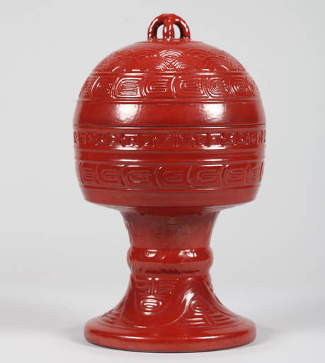 Qing Dynasty Red Glazed "dou"