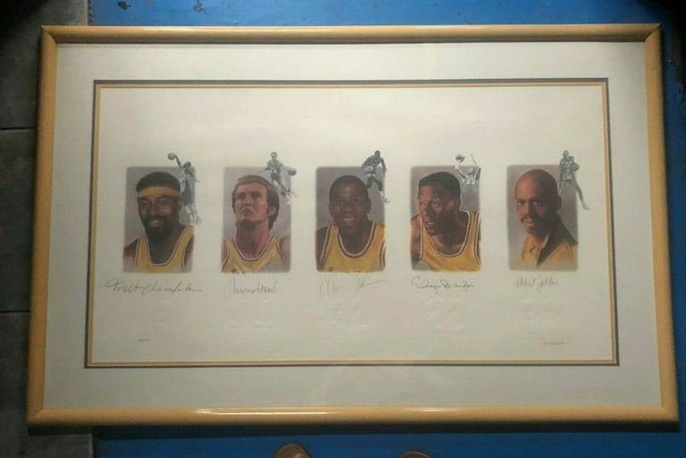 Lakers Legends Wilt Chamberlain Jerry West Magic Johnson Signed Litho ...