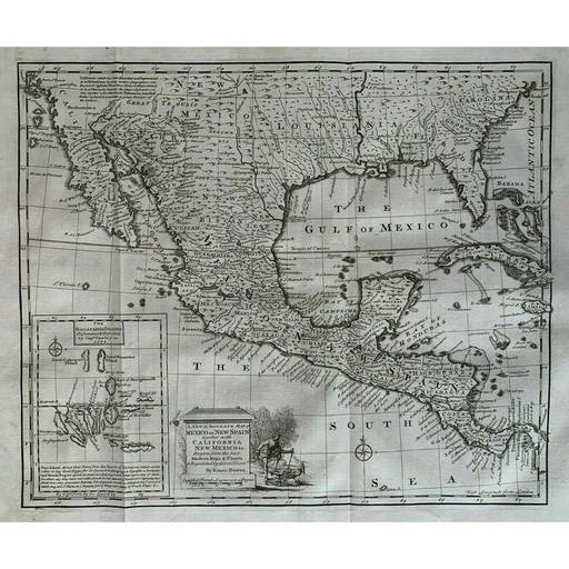 1747 Mexico, California, New Mexico, Texas Original Antique Map By ...