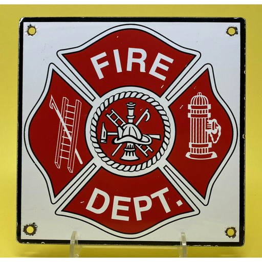 VINTAGE FIRE DEPARTMENT PORCELAIN SIGN POLICE PARAMEDIC GAS STATION ...