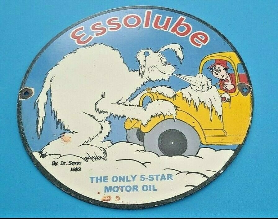 Vintage Esso Gasoline Porcelain Dr Seuss Lube Service Station Pump ...