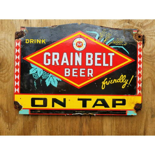 VINTAGE STYLE GRAIN BELT PORCELAIN BEER SIGN ON TAP BAR PUB RESTAURANT ...