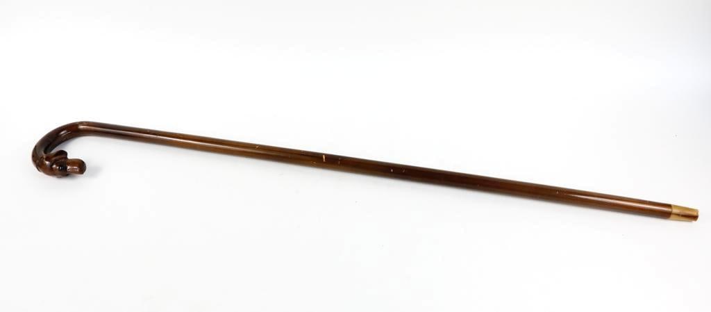 Hunting Dog Head Wood Cane