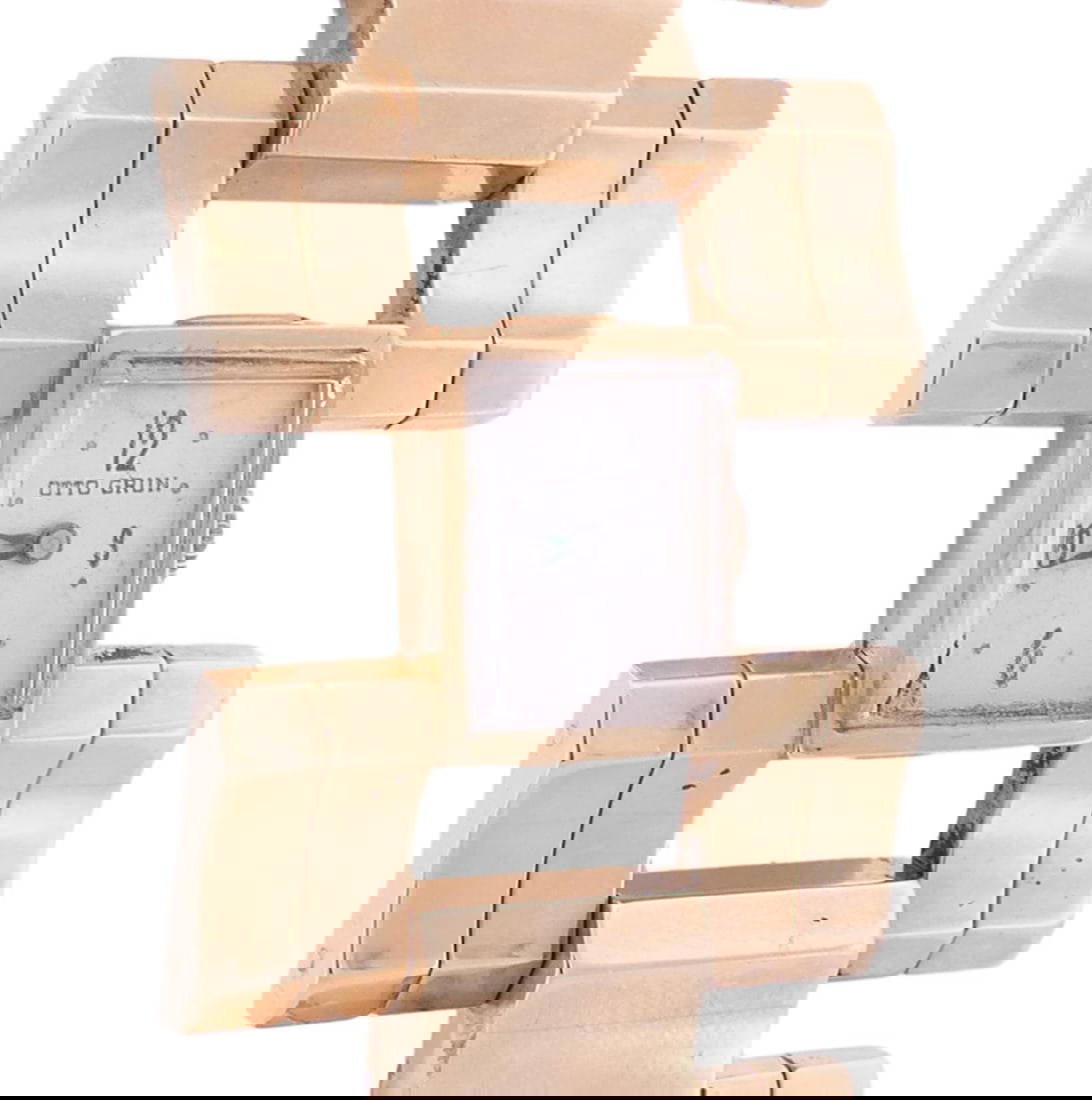 Retro 14k Otto Grun Rose Gold Bracelet Wrist Watch Auction