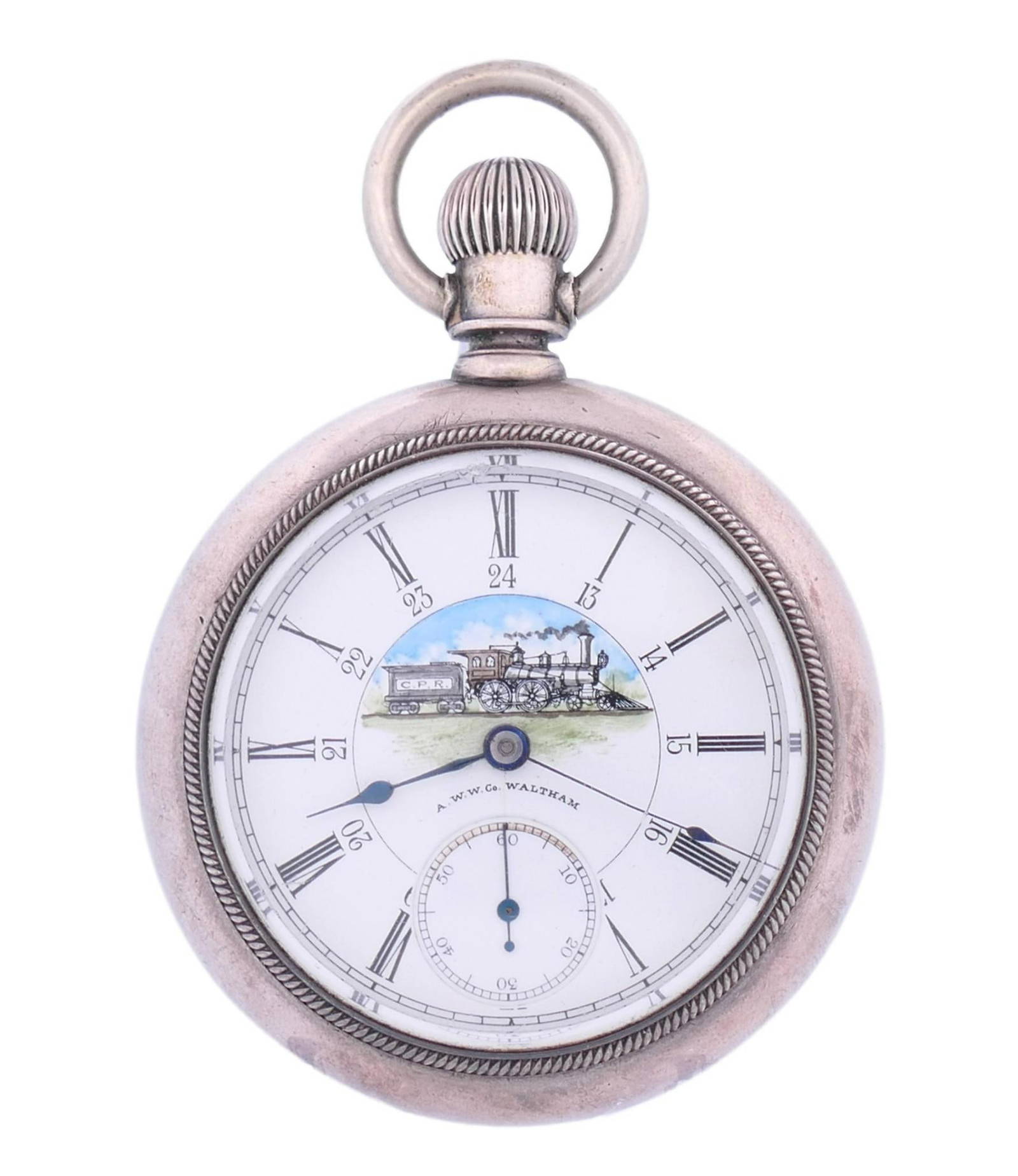 Waltham "canadian Pacific Railway" Locomotive Dial Coin Silver Pocket ...