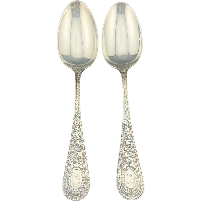 Whiting Sterling Silver W Wilson & Son Chrysanthemum Pattern Spoons Auction